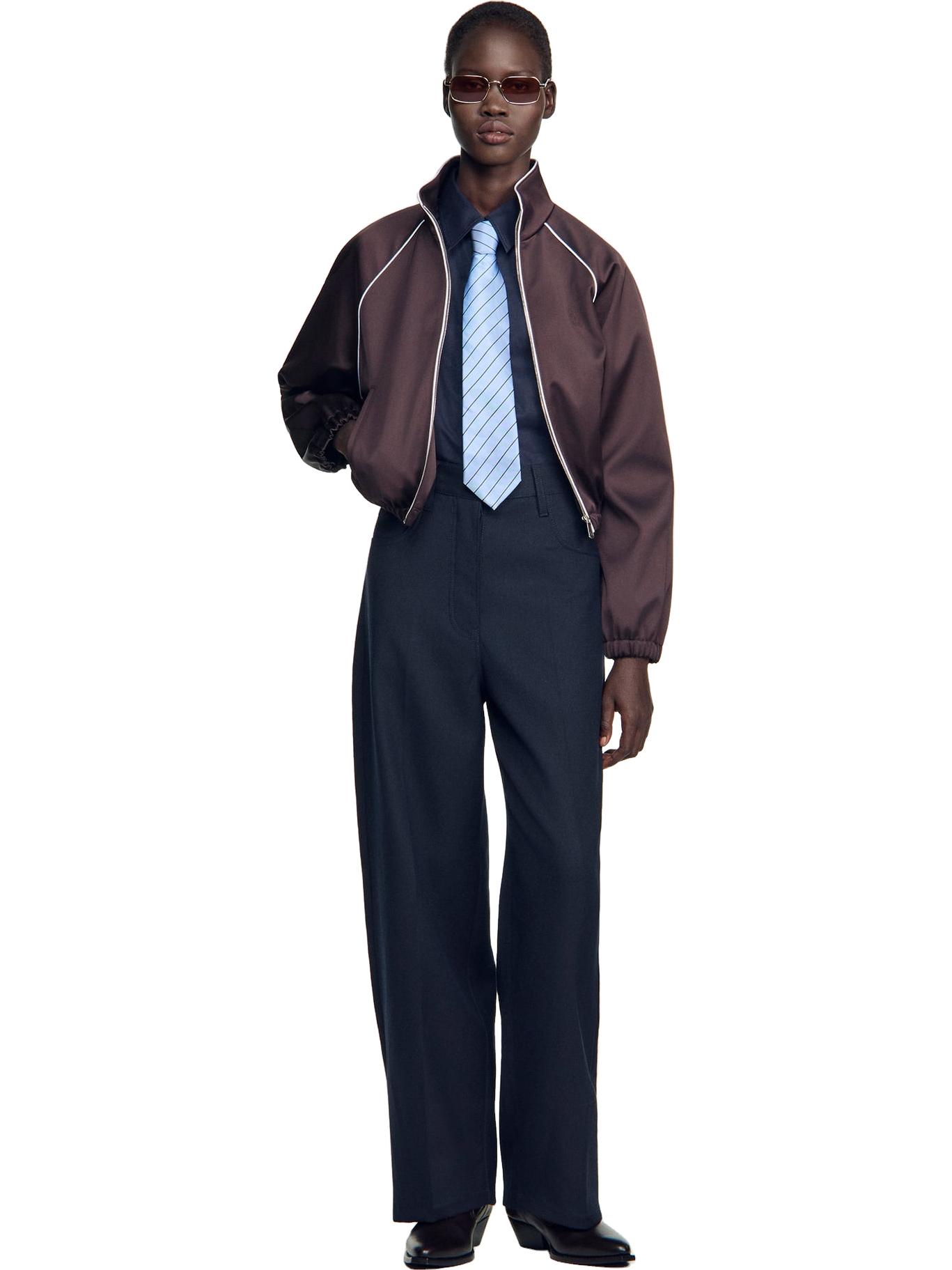 SANDRO Sandro Wool Wide-Leg Tailored Trousers